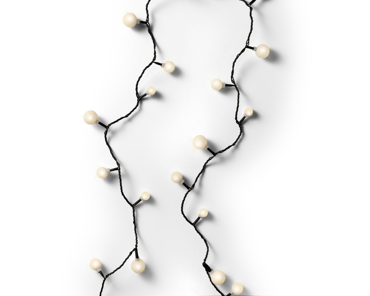 Warm White LED Cherry Compact Twinkle Outdoor Lights with 9m Black Cab ...