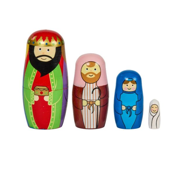 Nativity Secret! 4 in 1 Wooden Festive Figurine Russian Stacking Dolls ...