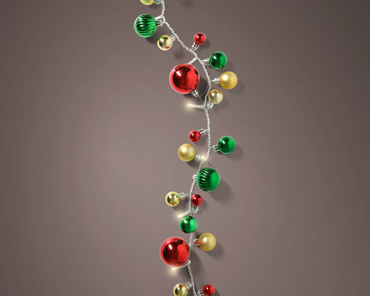 Warm White LED Bauble String Lights with Transparent Cable - 1.9m 20 L ...