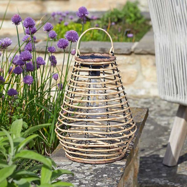 Smart Solar - Modern Maris Natural Weave Solar Lantern with Edison Bul ...