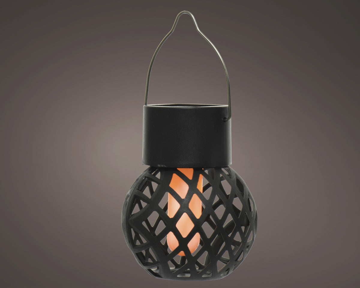 Lumineo - Black Fire Flame Effect Solar Hanging Lantern Light ...