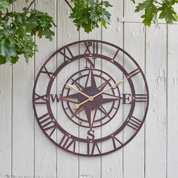 13.5in Bronze Compass Wall Clock – Southwood Garden Centre