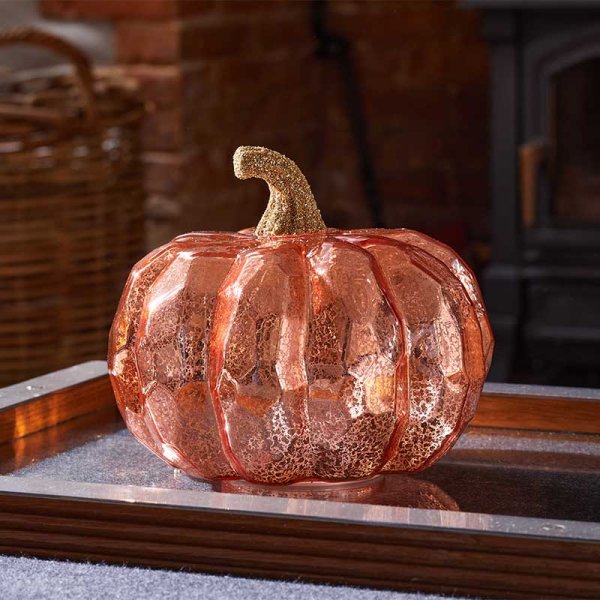Autumn Glass InLit Golden Pumpkin - 17cm – Southwood Garden Centre