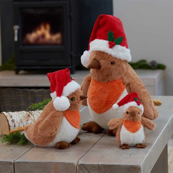 Festive Robbie Fluffy Robin Plush 23cm – Southwood Garden Centre