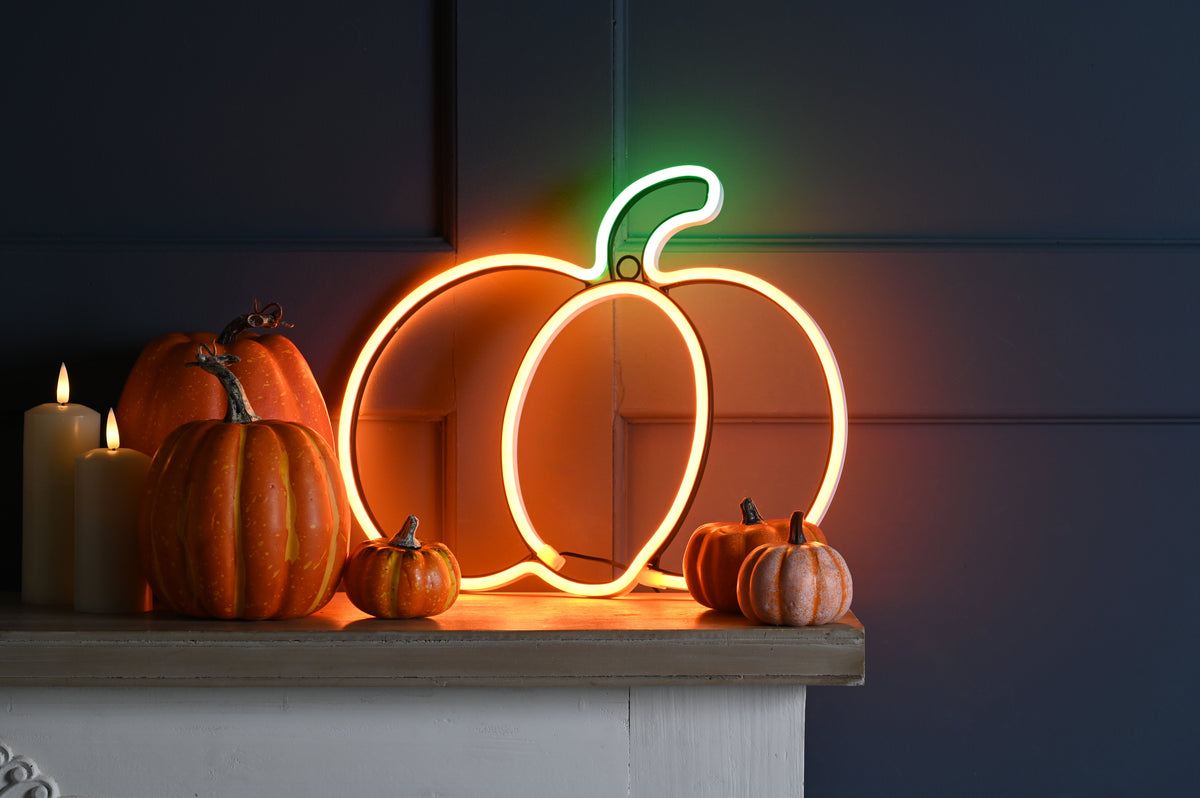 LED Light Up Orange & Green Neon Halloween Pumpkin – Southwood Garden ...