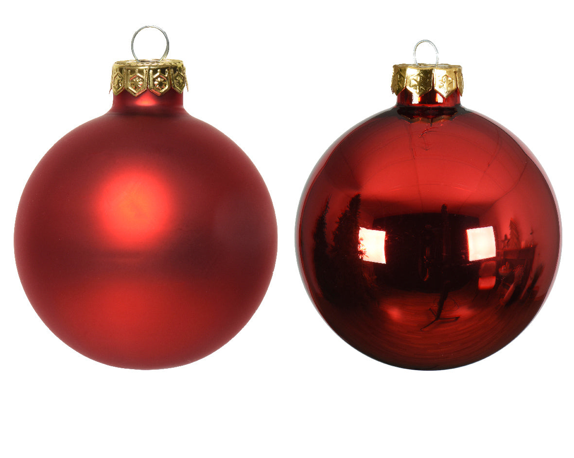 Large Christmas Red Glass Baubles Shiny & Matte 10cm - Box of 4 ...