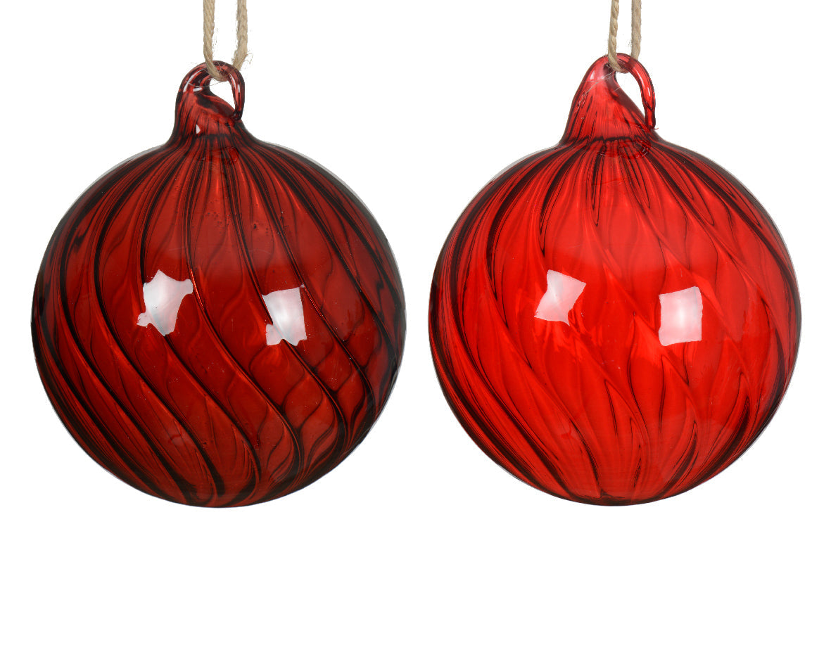 Transparent Red Swirl Glass Christmas Bauble - 8cm – Southwood Garden ...