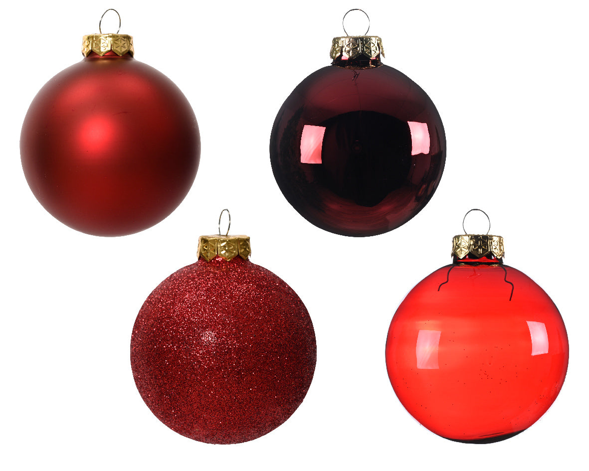 Box of 42 Oxblood Dark Red Glass Christmas Baubles – Southwood Garden ...