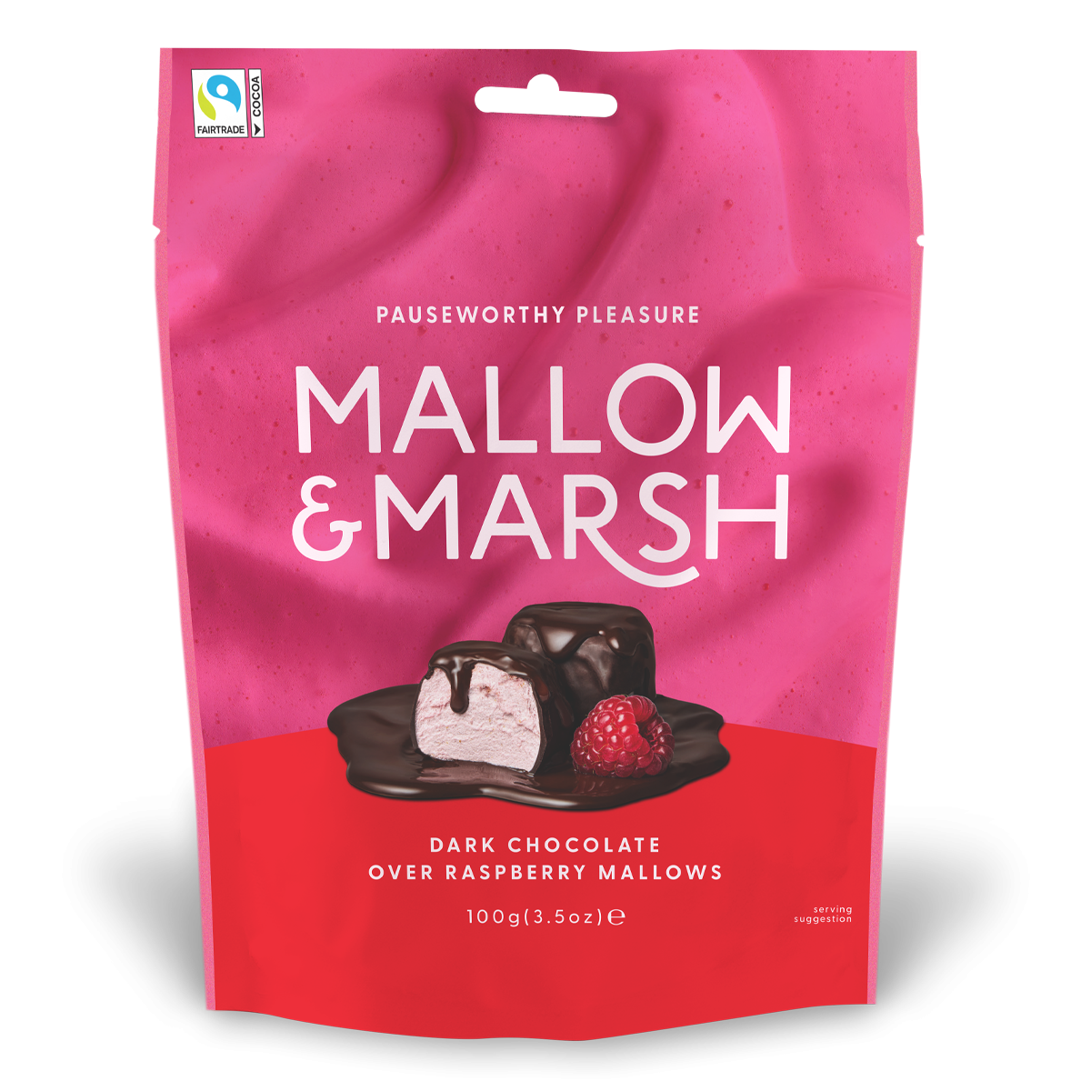 Mallow & Marsh - Raspberry Marshmallows Coated in 70% Chocolate - 100g ...