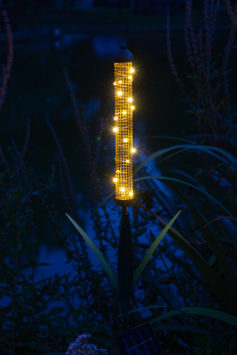 Rustic Metal Bulrush Garden Stake Extra Large 144.4cm- Solar Powered L ...