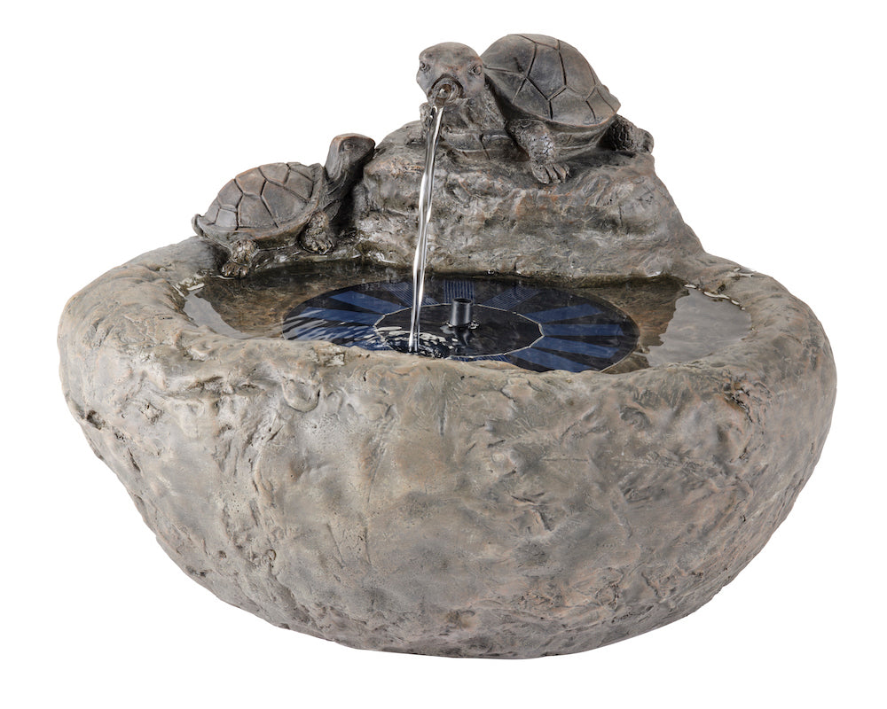 Solar Powered Turtle / Tortoise Water Feature / Fountain - 37cm ...