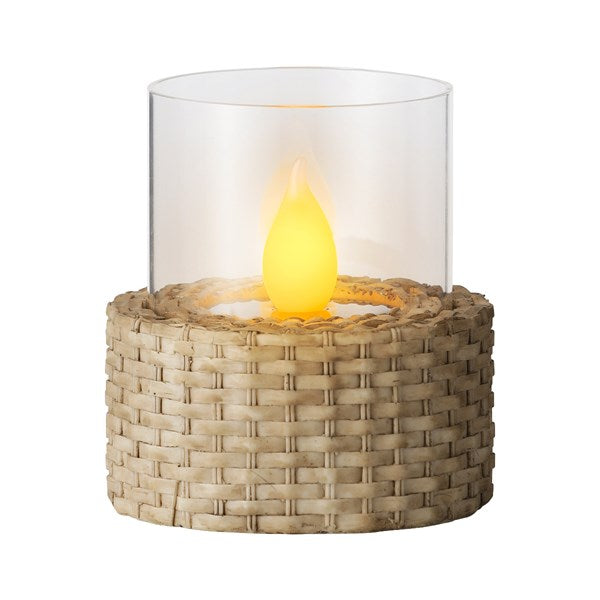 Solar Rattan Table Light with Real Fire Flame Effect – Southwood Garden ...