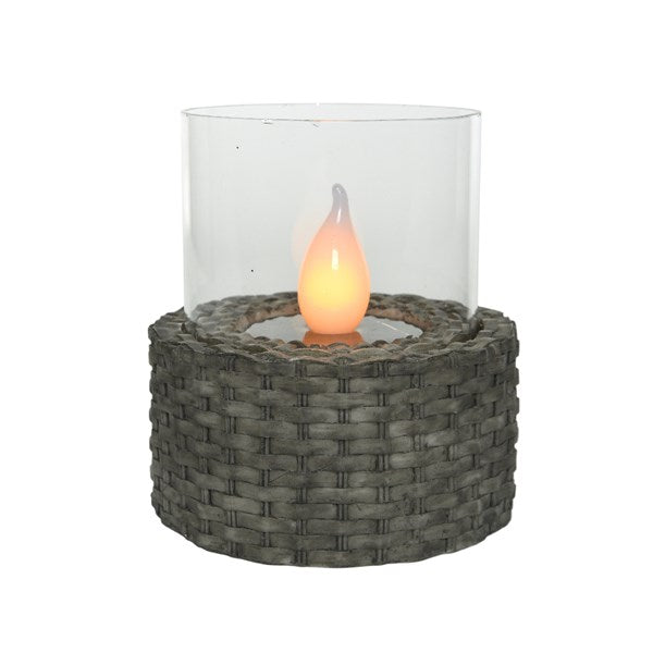 Solar Rattan Table Light with Real Fire Flame Effect – Southwood Garden ...