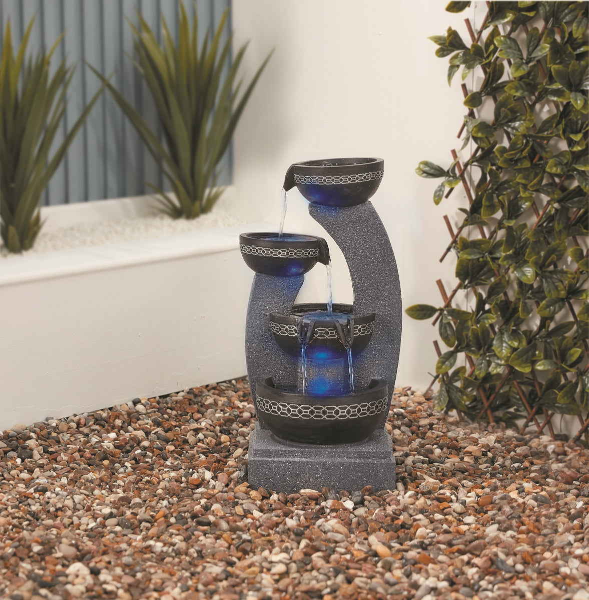 Altico Athena Contemporary Bowl Water Feature with LED Lights & Pump ...