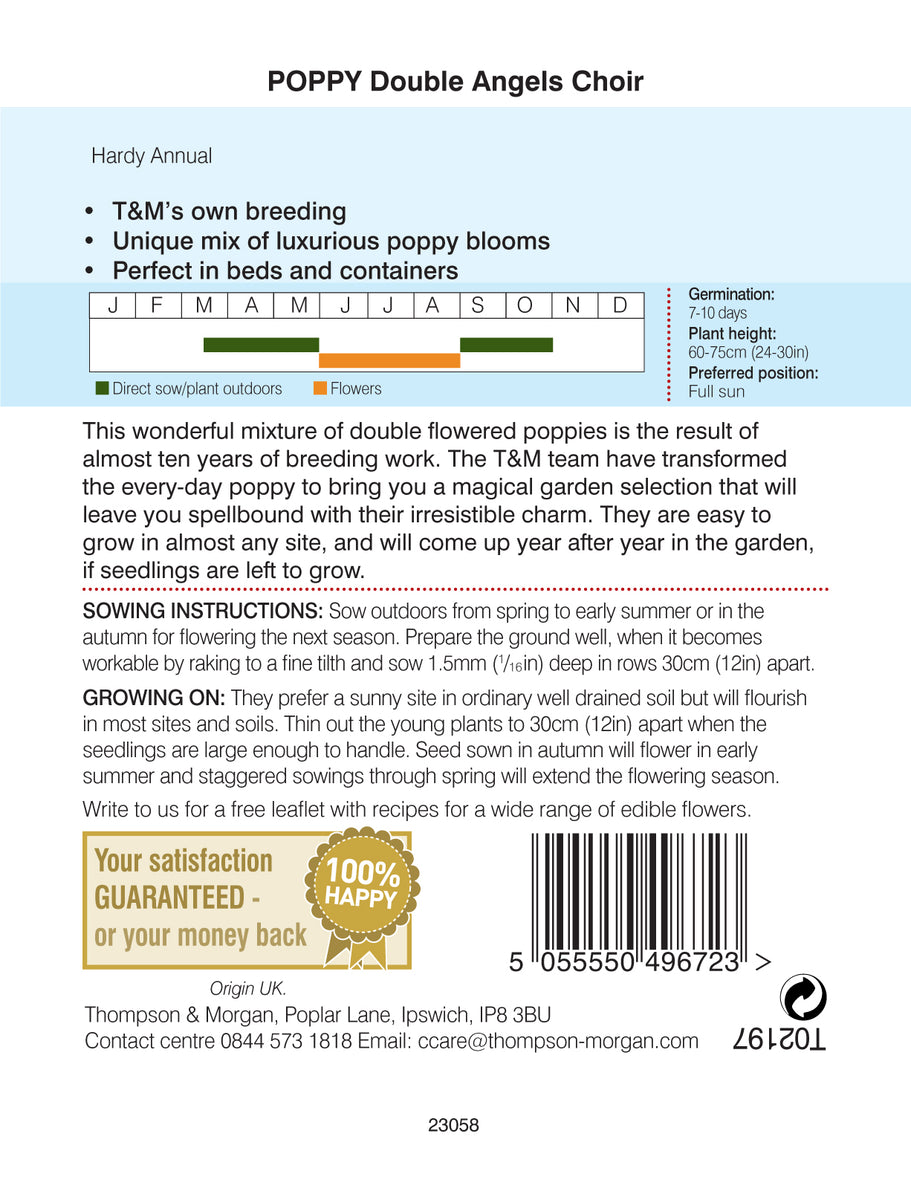 Poppy Double Angels Choir - Pack of seeds – Southwood Garden Centre