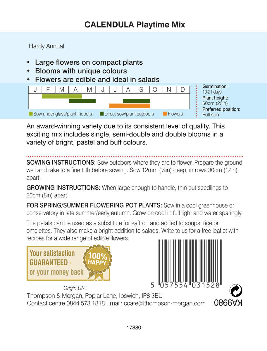 Calendula Playtime Mix - Pack of seeds – Southwood Garden Centre