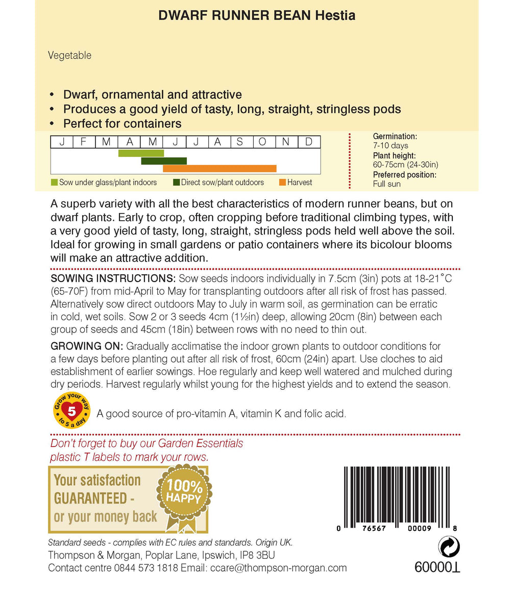 Dwarf Runner Bean Hestia- Pack of seeds – Southwood Garden Centre