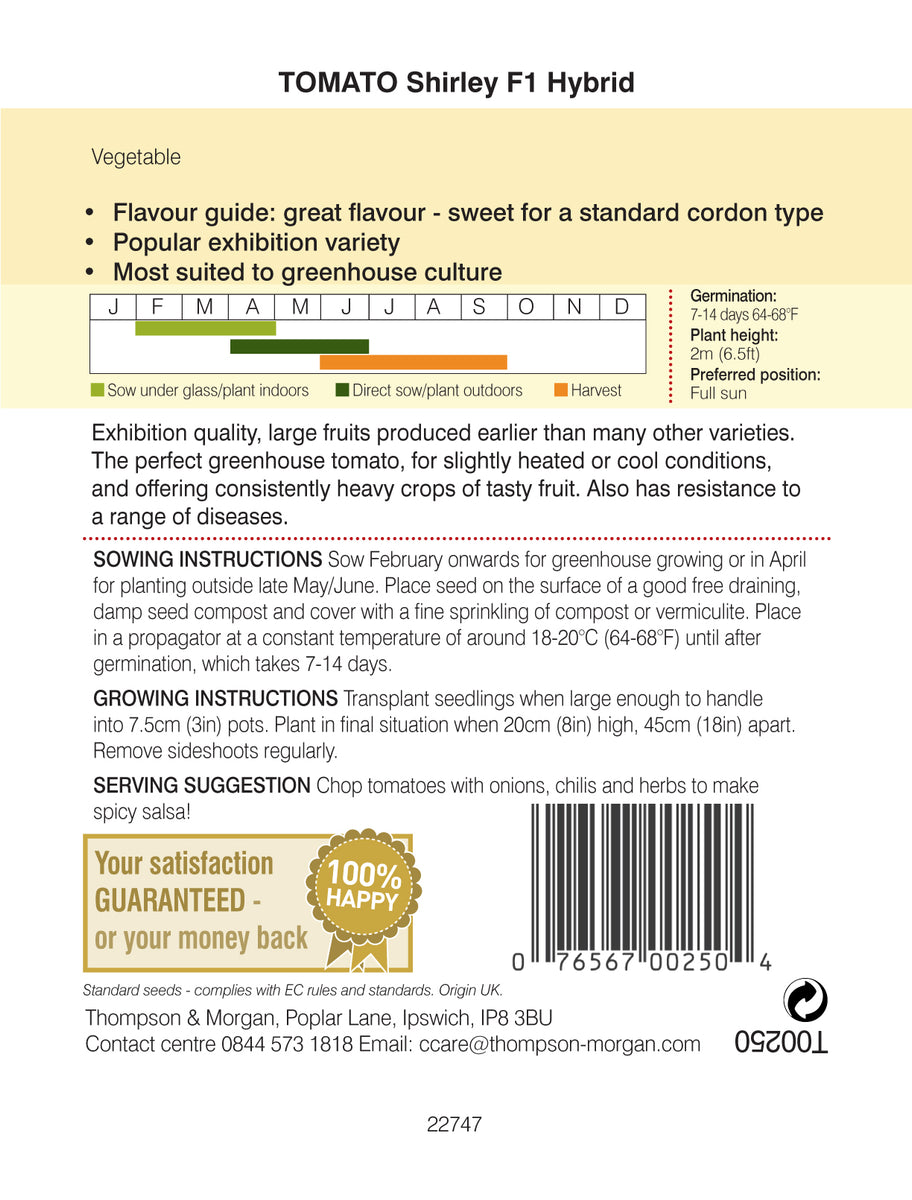 Tomato Shirley F1 Hybrid- Pack of seeds – Southwood Garden Centre