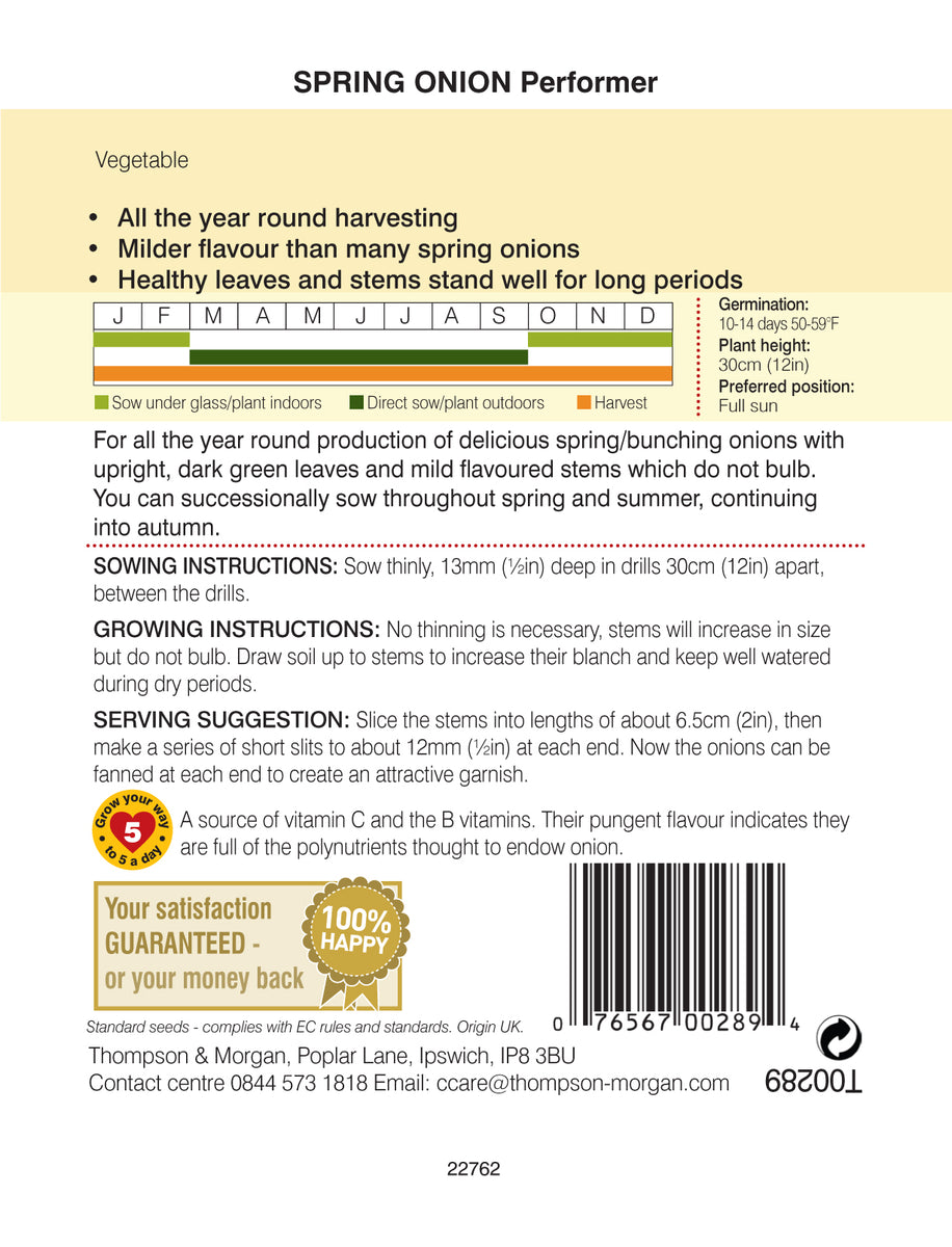 Spring Onion Performer- Pack of seeds – Southwood Garden Centre
