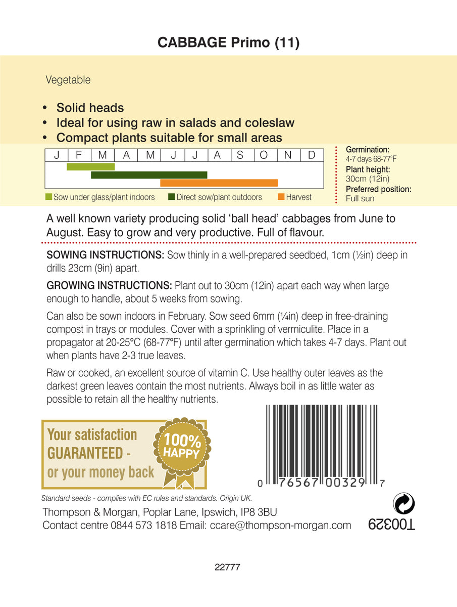 Cabbage Primo (11)- Pack of seeds – Southwood Garden Centre