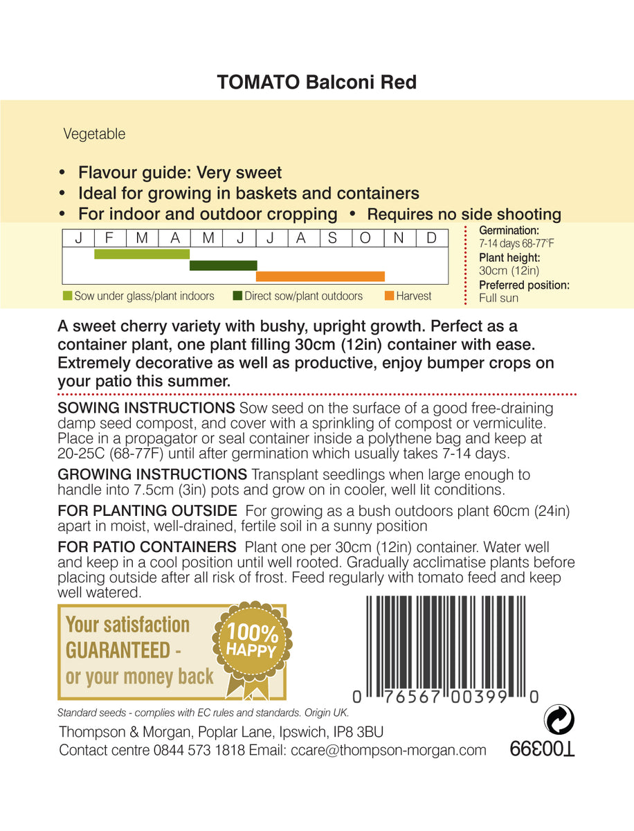 Tomato Balconi Red - Pack of seeds – Southwood Garden Centre