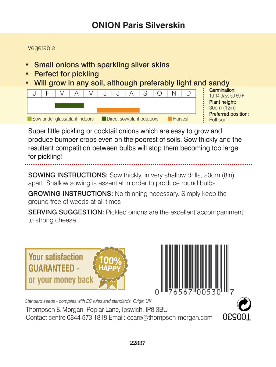 Onion Paris Silverskin- Pack of seeds – Southwood Garden Centre