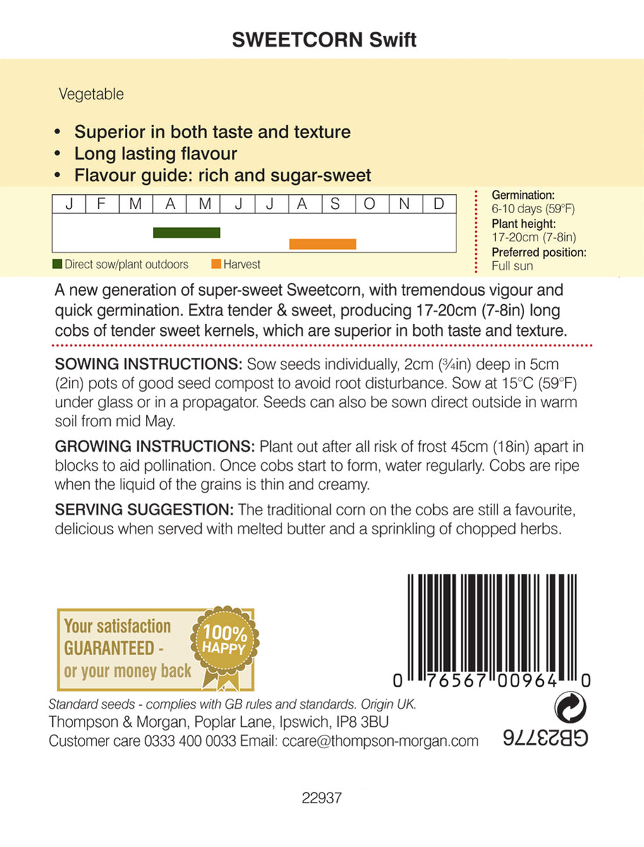 Sweetcorn Swift- Pack of seeds – Southwood Garden Centre