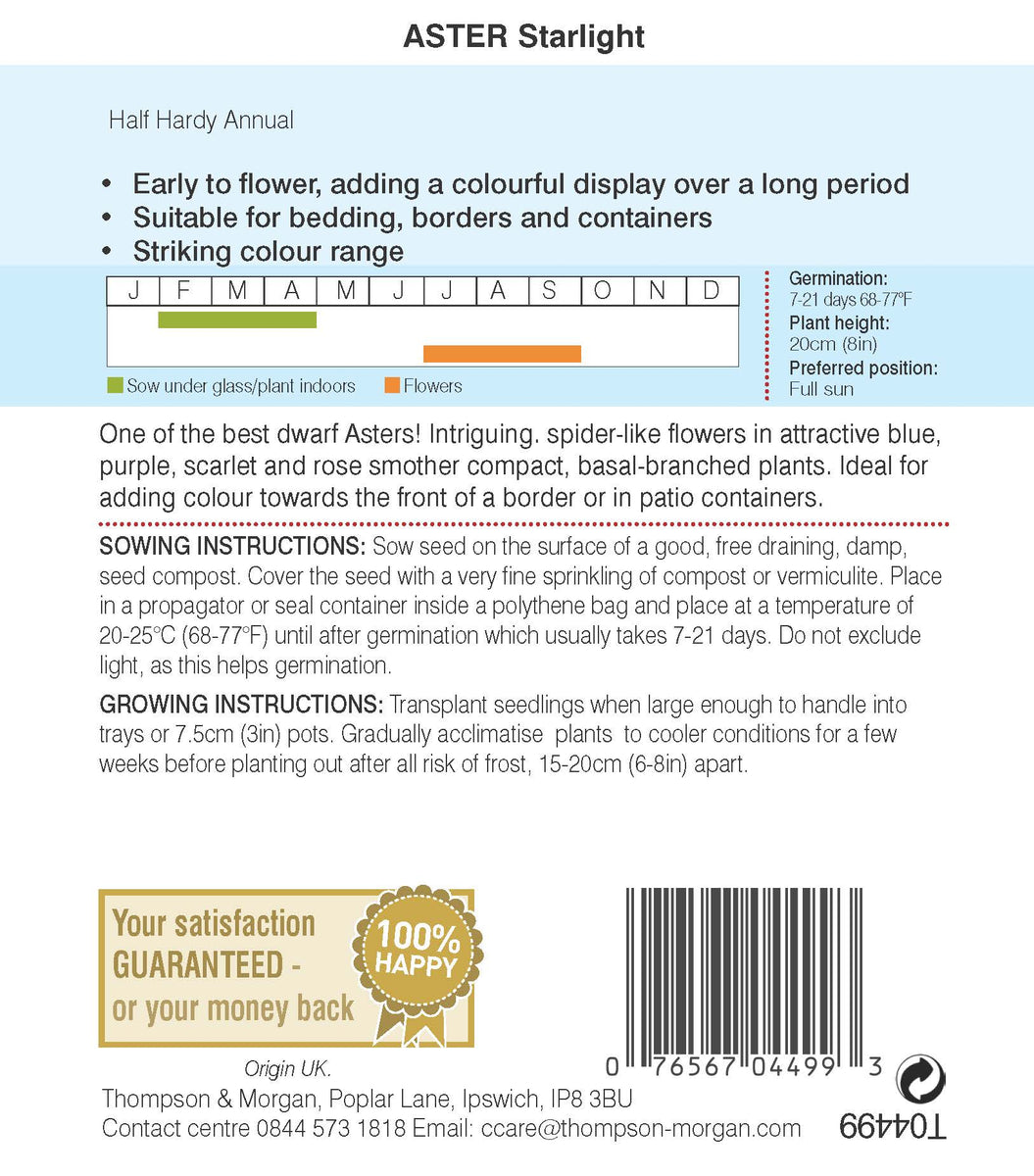 Aster Starlight Mixed - Pack of seeds – Southwood Garden Centre