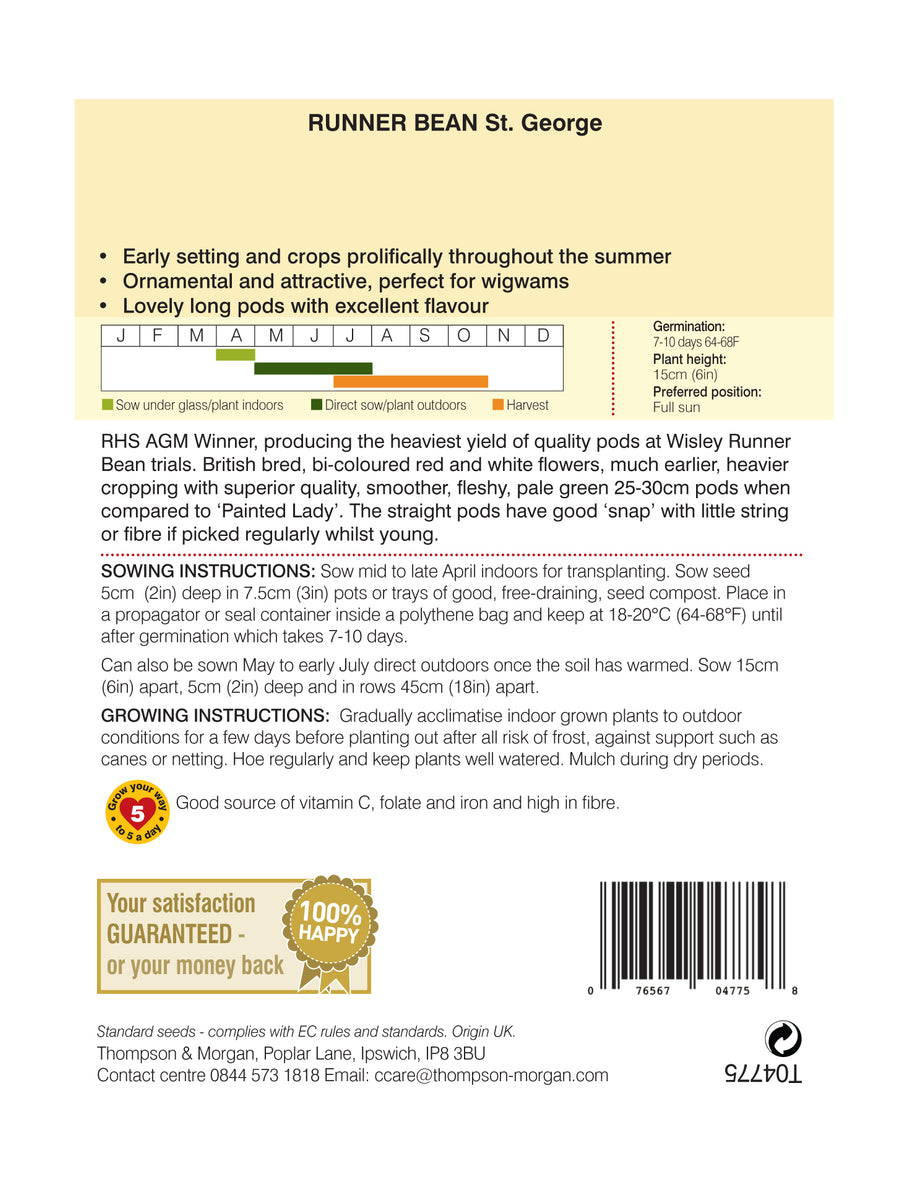 Runner Bean St. George- Pack of seeds – Southwood Garden Centre