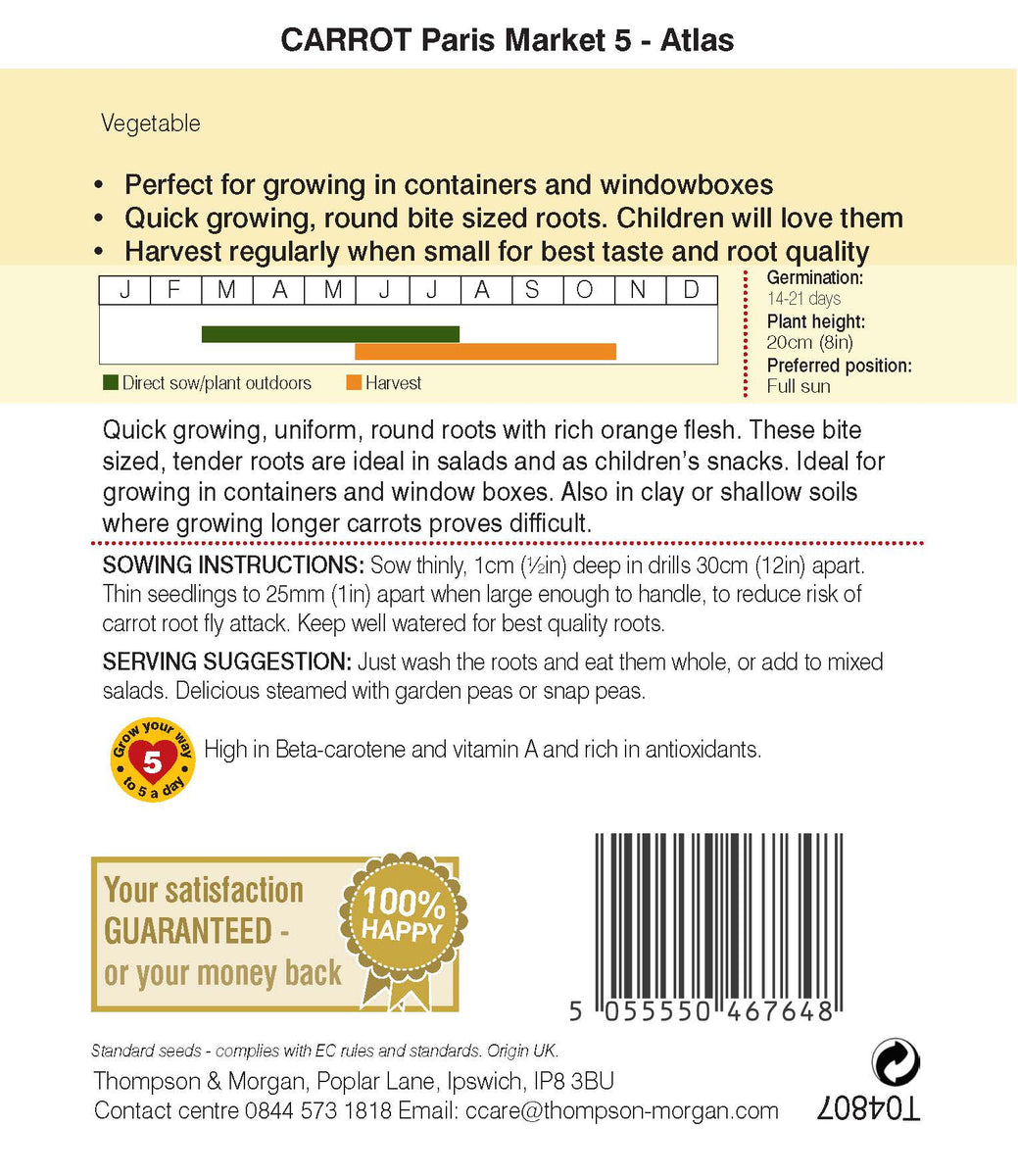 Carrot Paris Market - Atlas- Pack of seeds – Southwood Garden Centre