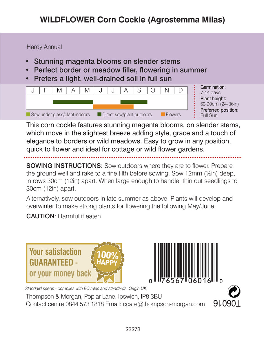 Wild Flower Corn Cockle- Pack of seeds – Southwood Garden Centre
