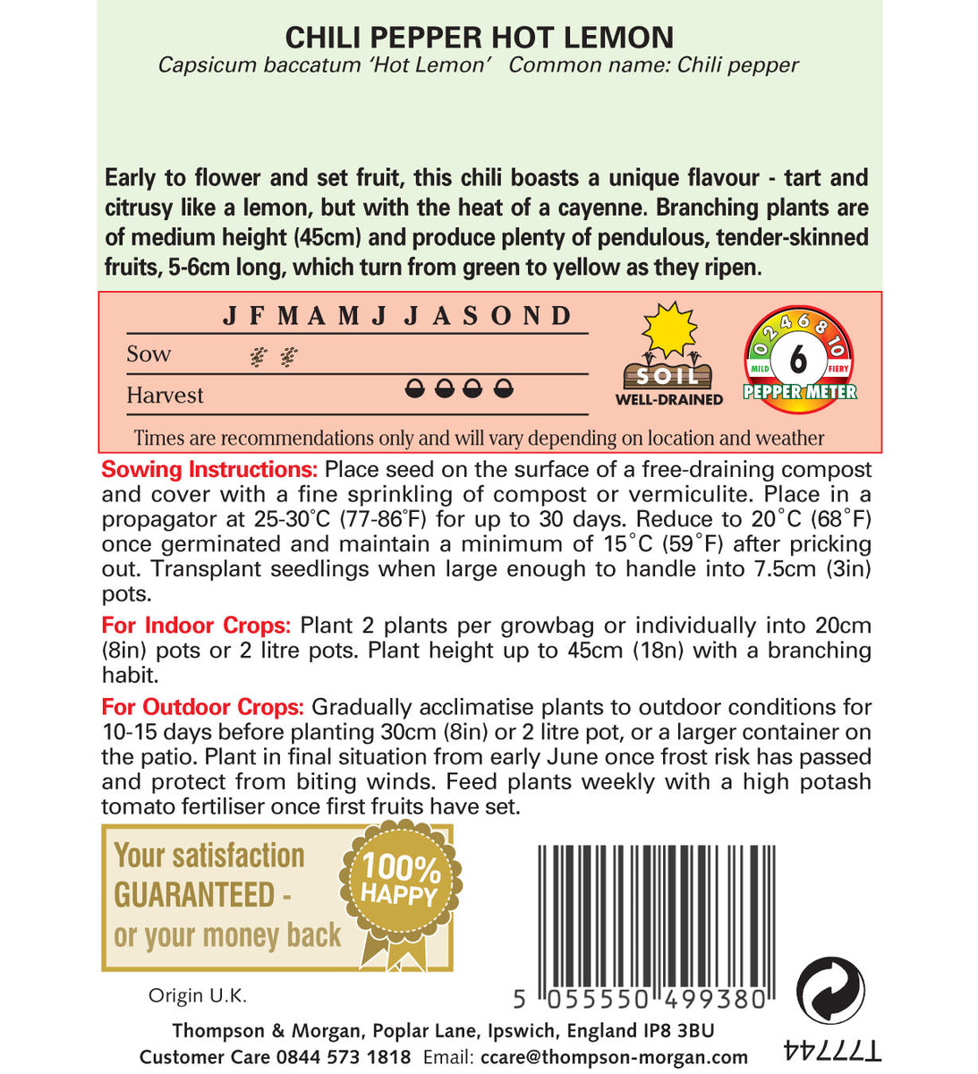 Pepper Chilli Hot Lemon- Pack of seeds – Southwood Garden Centre