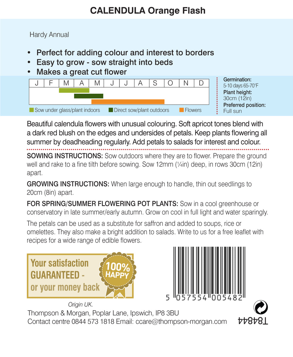 Calendula Orange Flash - Pack of seeds – Southwood Garden Centre