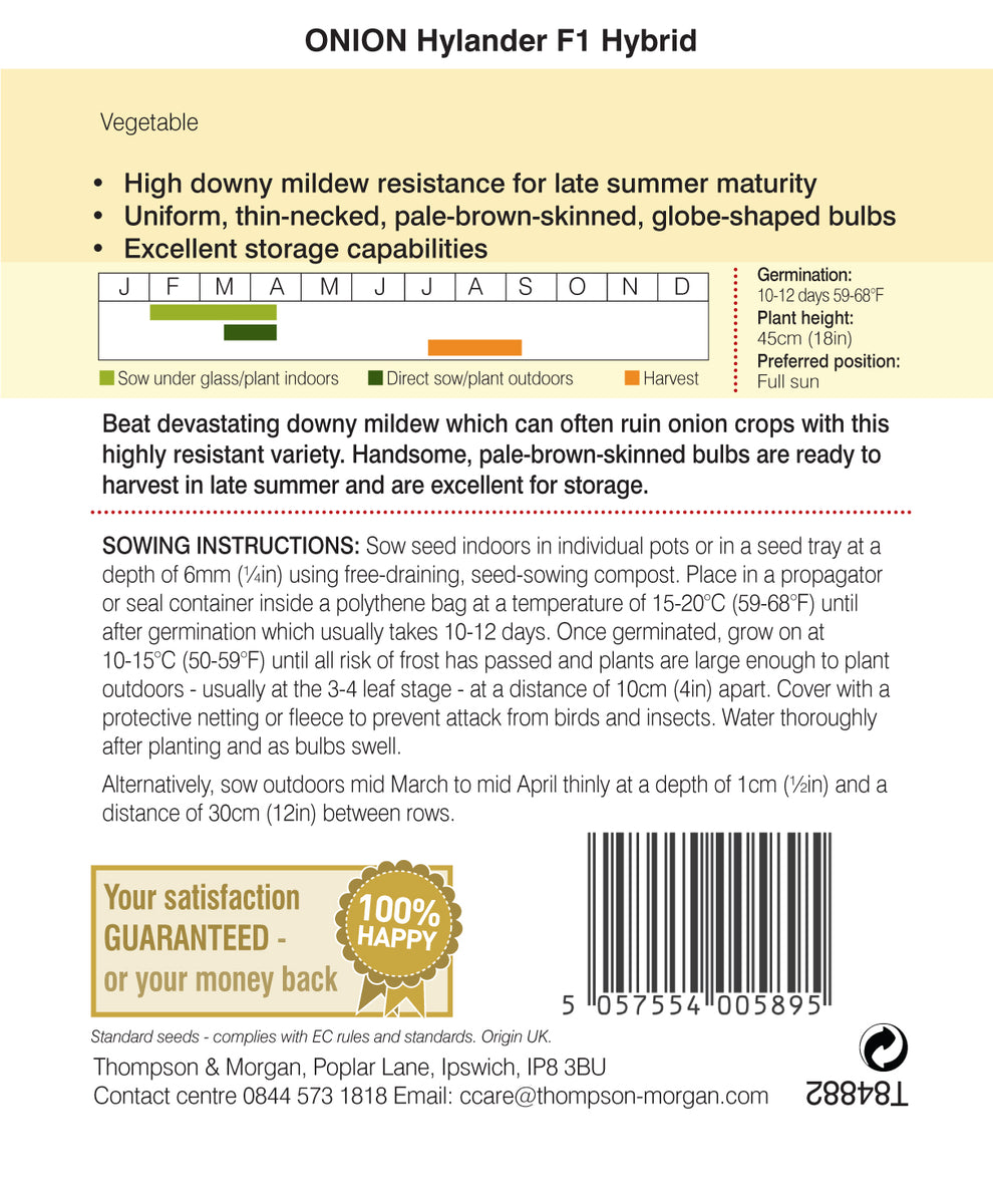 Onion Hylander F1 Hybrid- Pack of seeds – Southwood Garden Centre