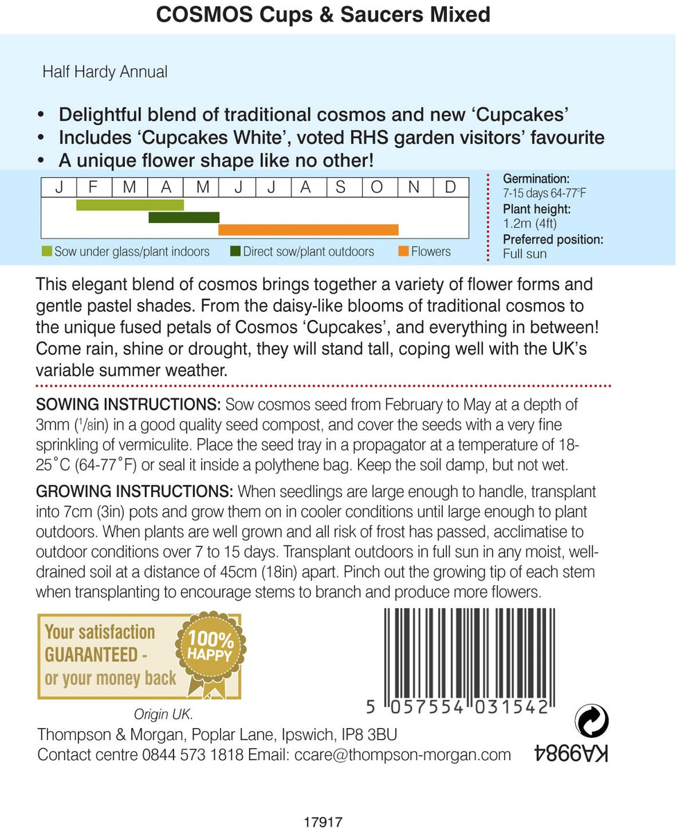 Cosmos Cups & Saucers Mixed- Pack of seeds – Southwood Garden Centre