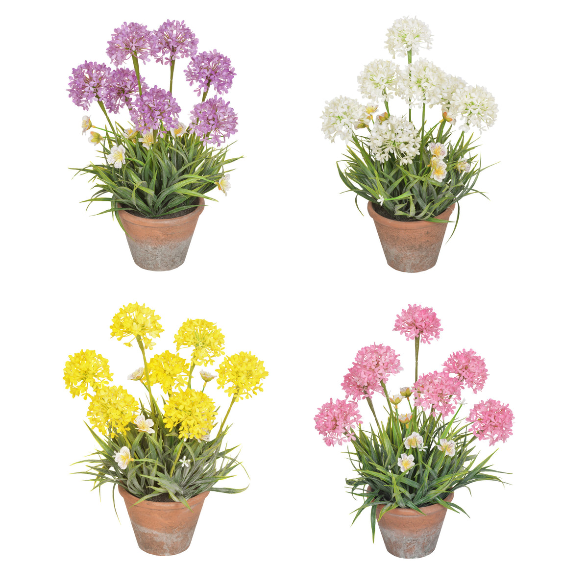 Artificial Allium Flower Plant with Foliage in Pot - 42cm – Southwood ...