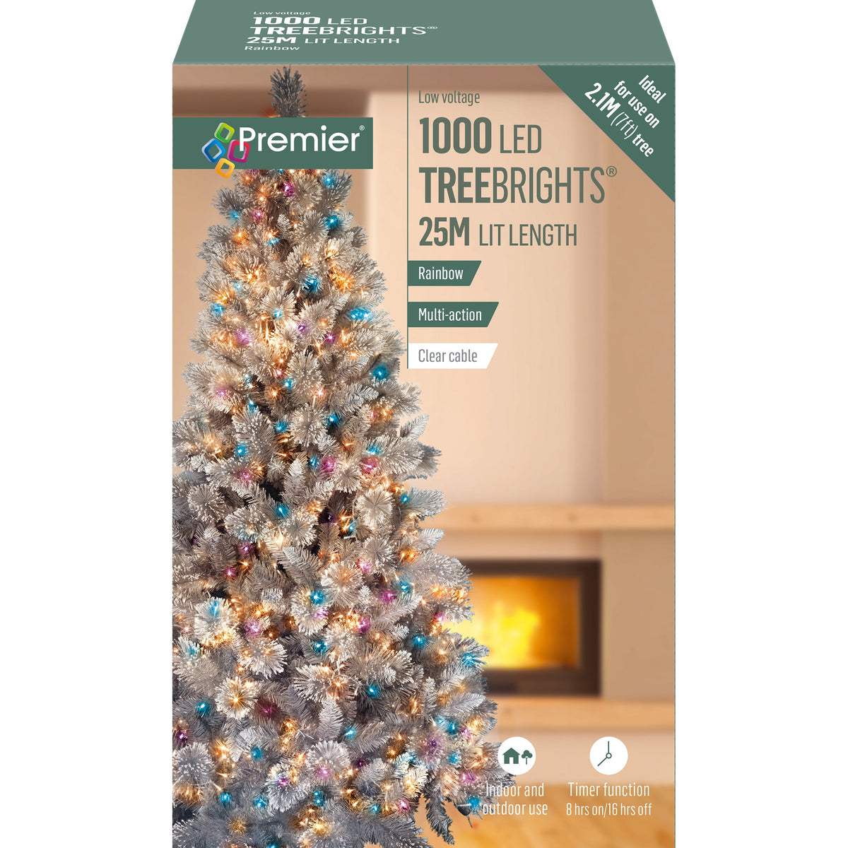 Premier Rainbow Multi Action LED Tree Brights Timer Clear Cable Christ ...