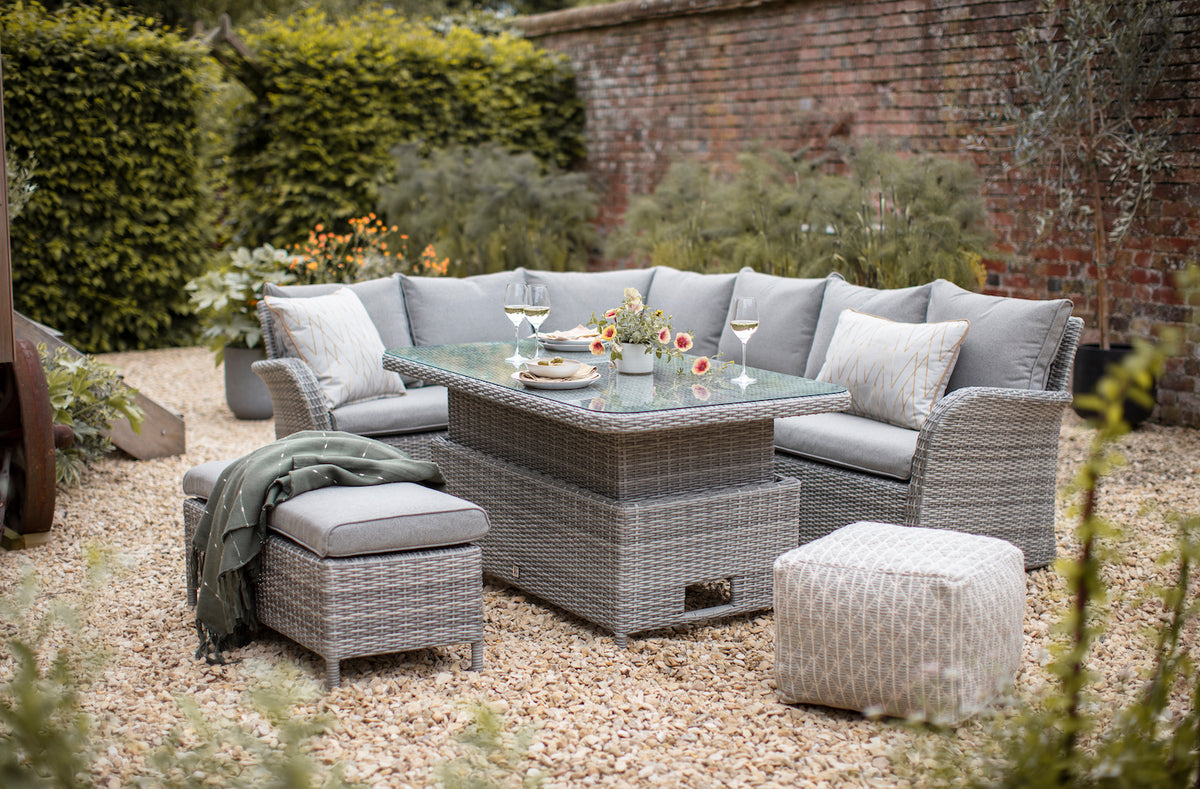 Leisure Grow - Monaco Stone Large Rectangular Corner Dining Modular Se ...