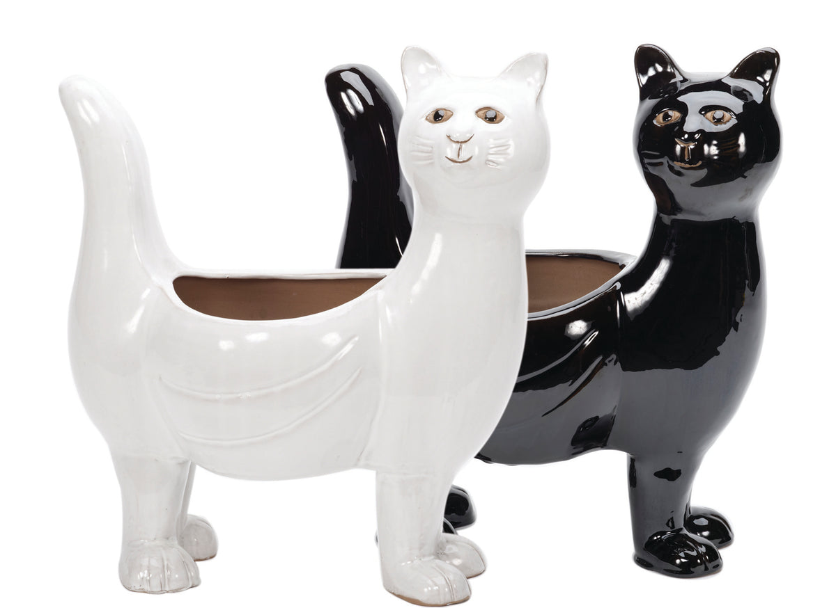 Glazed Cat Planter 34cm – Southwood Garden Centre
