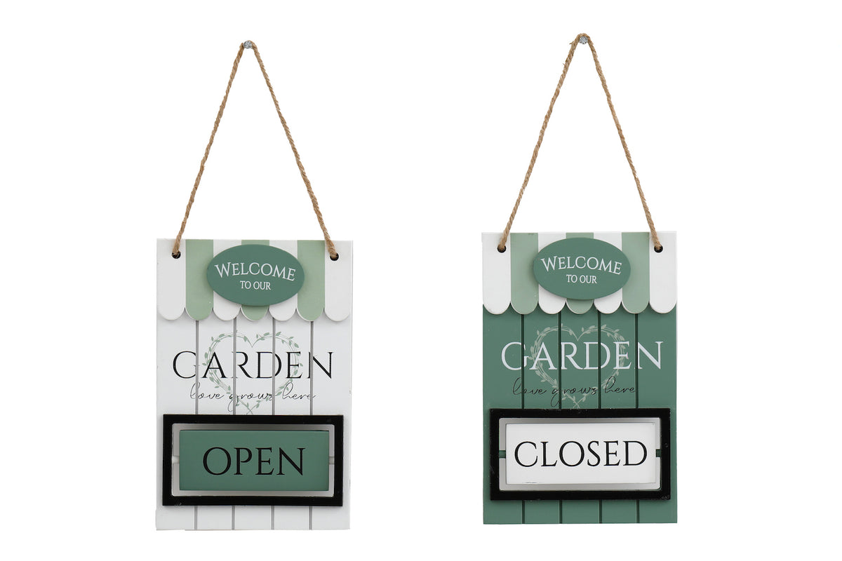 Wooden Welcome to Our Garden Open or Closed Plaque Sign – Southwood ...