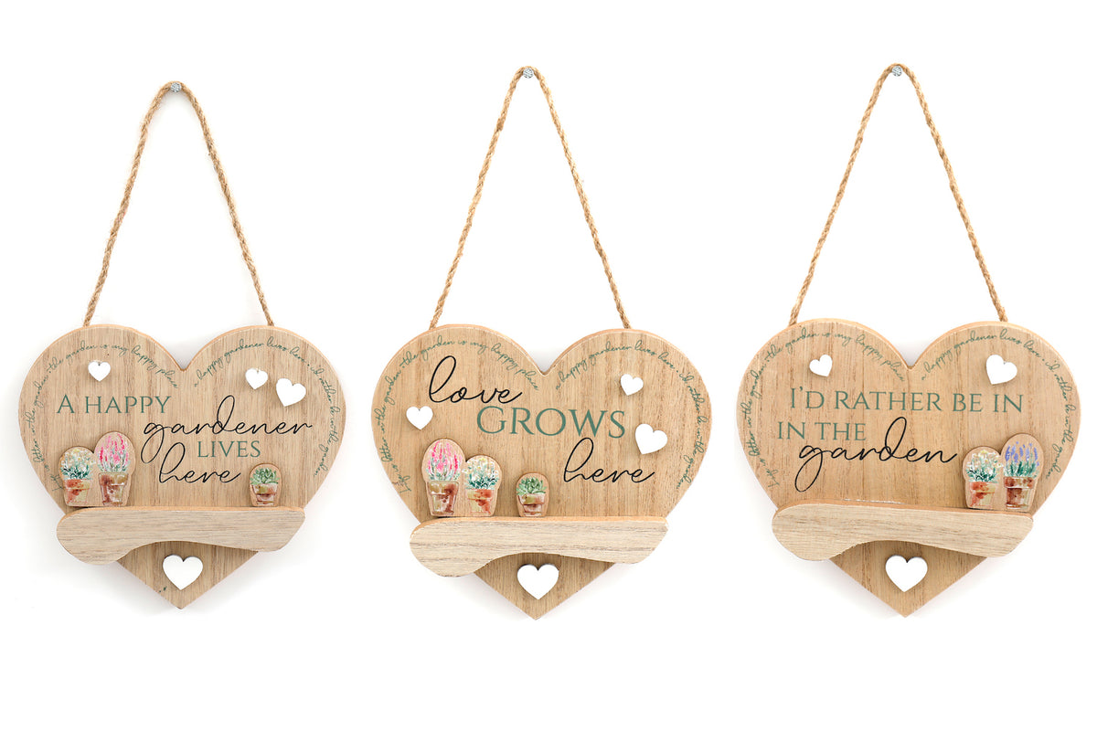 Wooden Gardening Flower Shop Love Heart Shaped Plaque Sign – Southwood ...