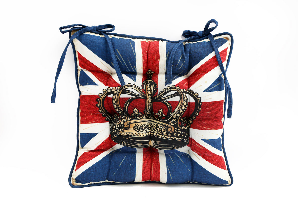 King Charles Coronation Union Jack Royal Garden Cushion Seat Pad - 40c ...