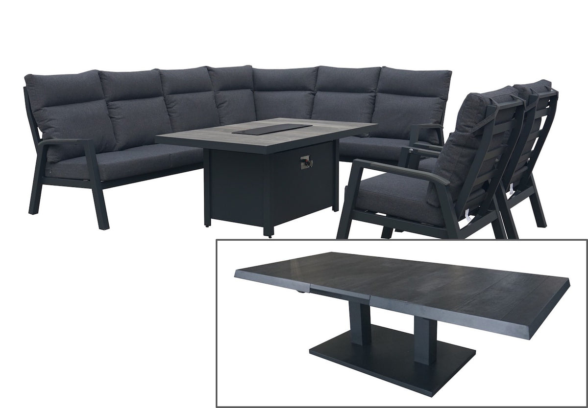 Innovators - Atlas Grey Aluminium High Back Large Corner Lounge Set wi ...