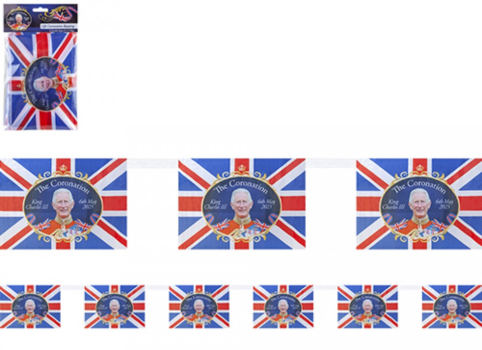 King Charles Coronation Union Jack Rayon Bunting - 3.6m – Southwood ...