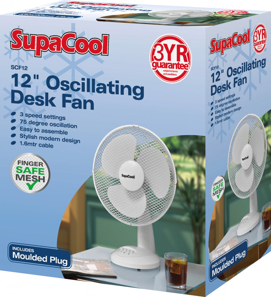 SupaCool Oscillating Desk Fan 12" – Southwood Garden Centre