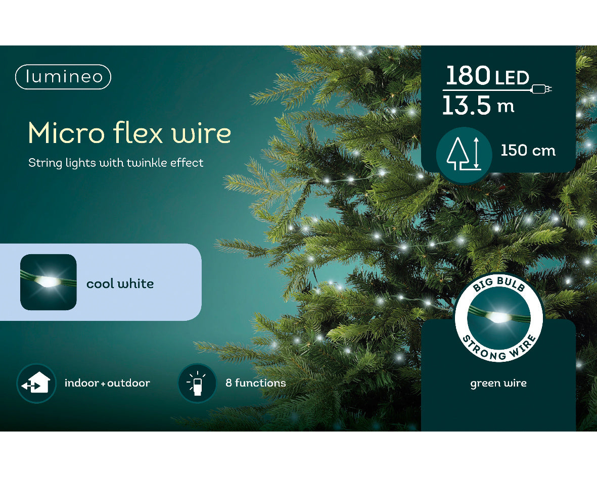 Cool White Micro LED Flex String Lights with Green Cable – Southwood ...