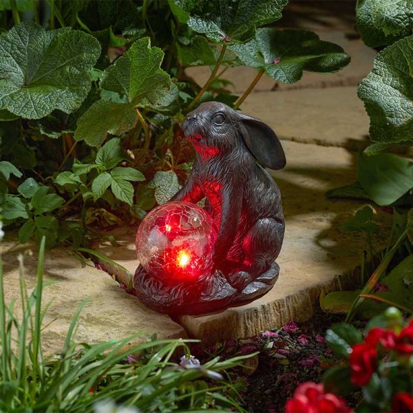 Smart Solar - Colour Changing Hare Muse Sculpture - Solar Powered ...