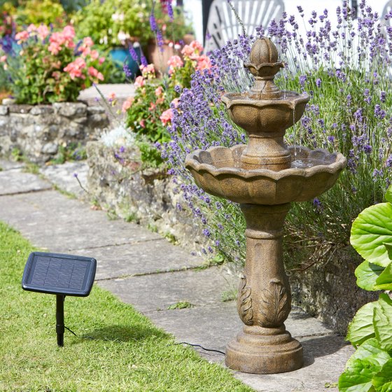 Smart Garden Solar Kingsbury Water Feature Fountain with NEW Hybrid Ba ...