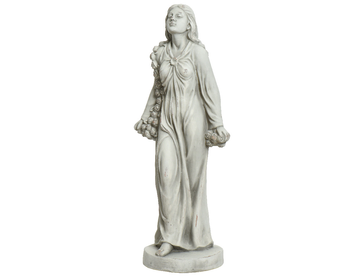 Stone Effect Lady Flower Outdoor Statue - 74cm – Southwood Garden Centre