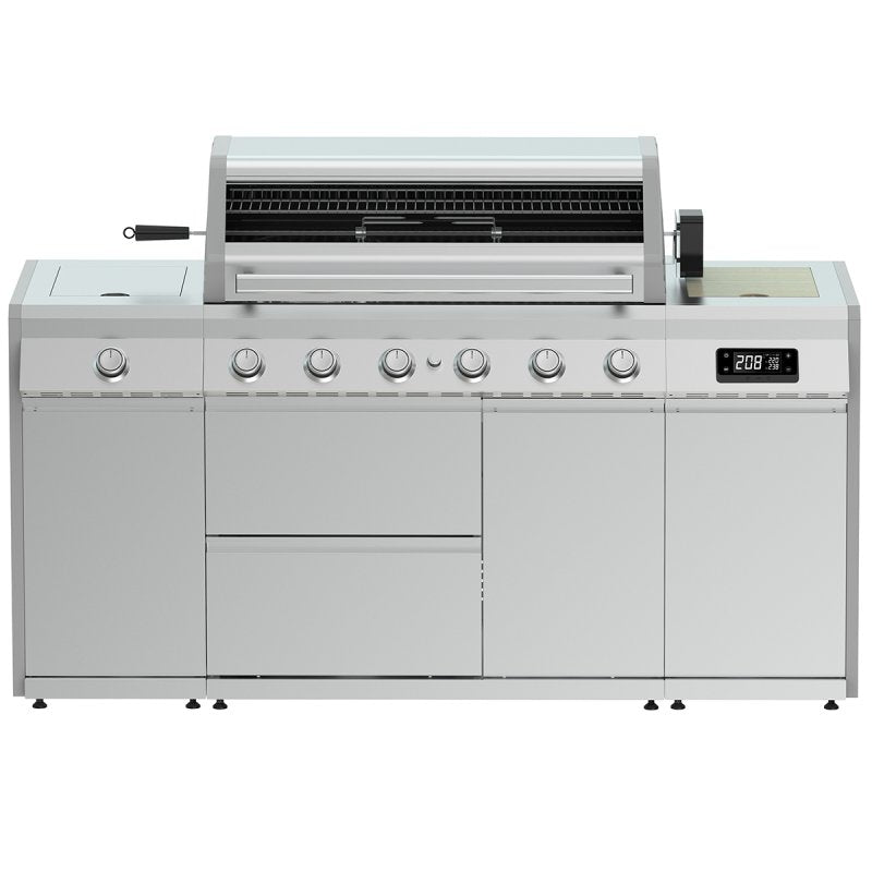 Grillstream Island 6 Burner Hybrid Gas & Charcoal BBQ - Stainless Stee ...